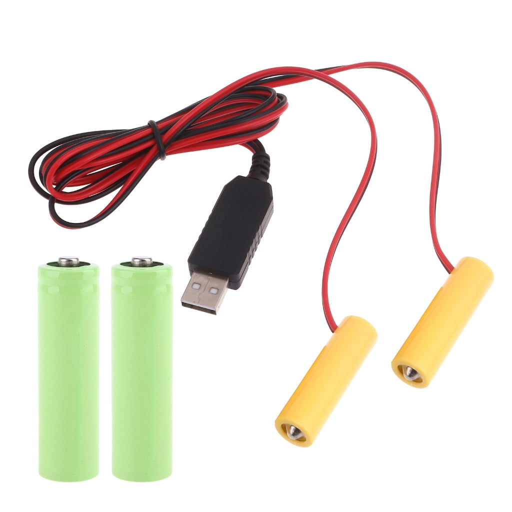 Necvior 2in1 USB Power Converter AA Battery Eliminators Replace 2Pcs 1 ...