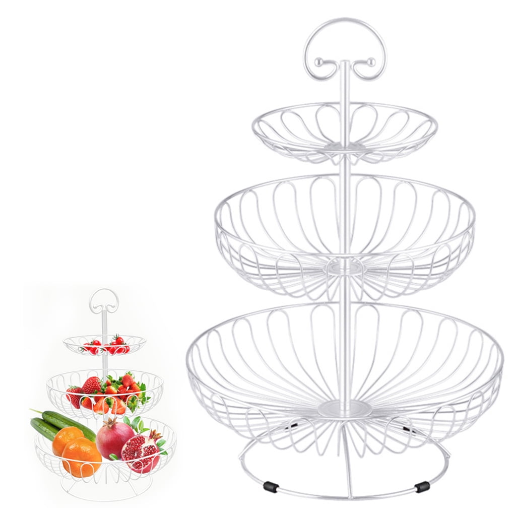Necvior 3 Tier Fruit Basket Metal Fruit Bowls Wrought Iron Fruit Stand ...