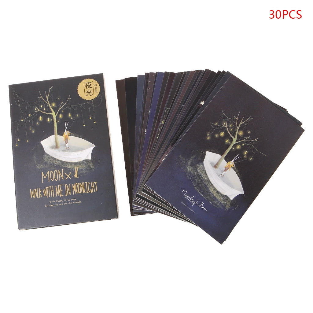 Necvior 30pcs Vintage Luminous Postcard Glow In The Dark Moon Light ...