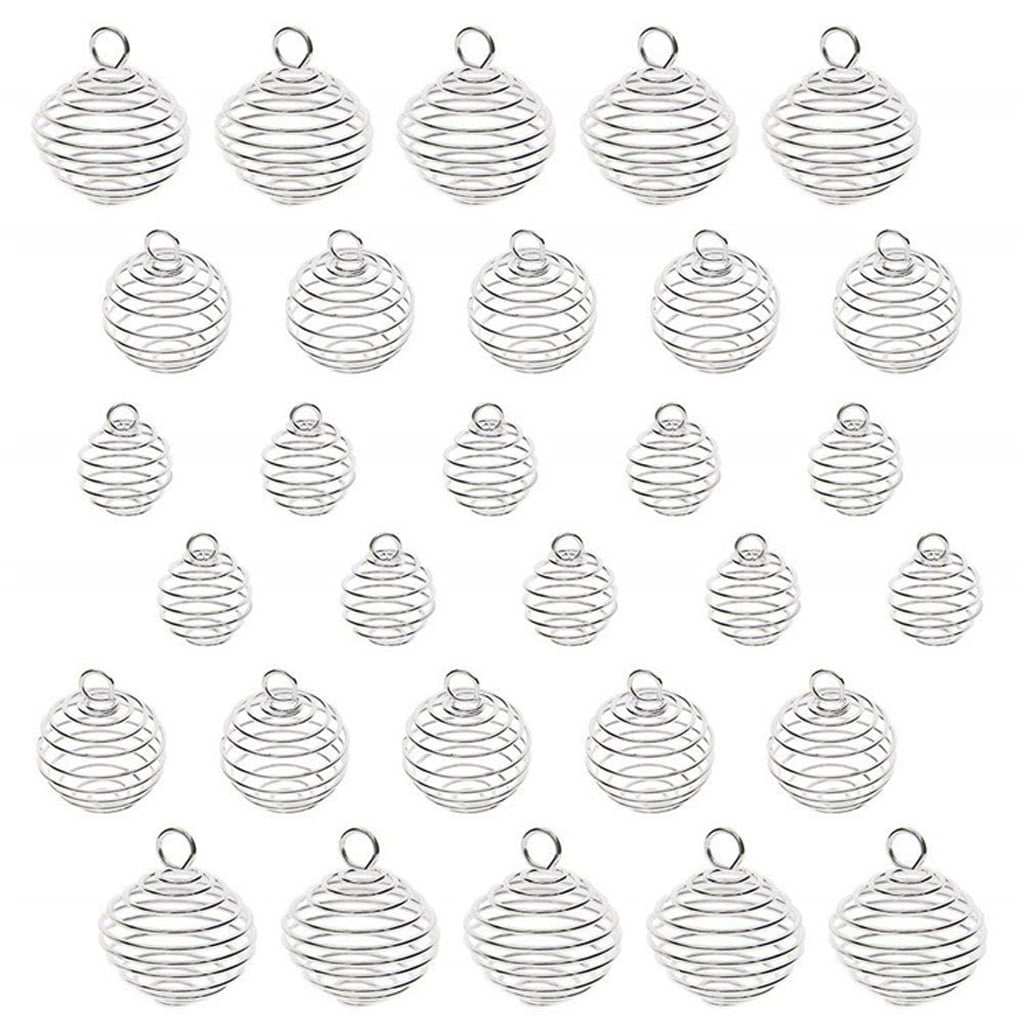Necvior 30x Spiral Bead Hollow Cages Necklace Cage Pendant for DIY ...