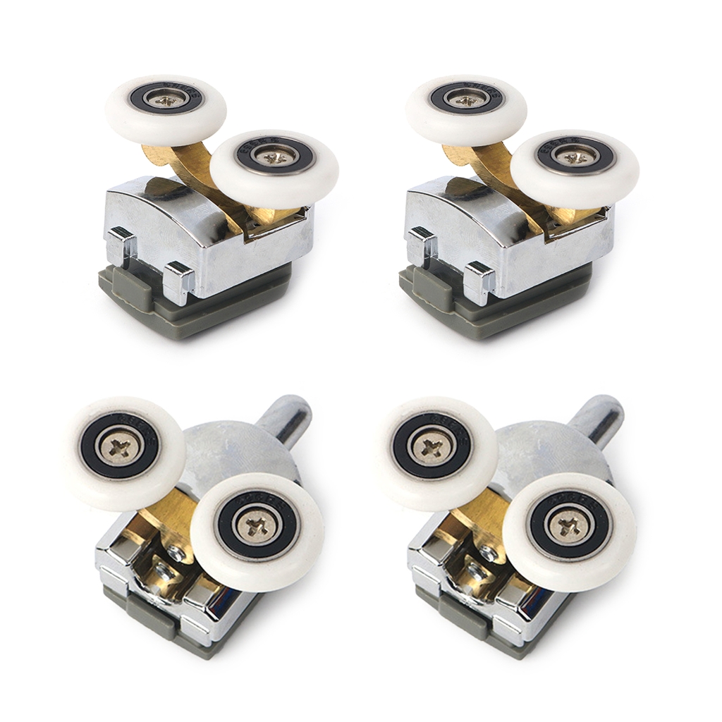 Necvior 4pcs 23/25mm Shower Door Top Bottom Rollers Metal Double Wheel ...