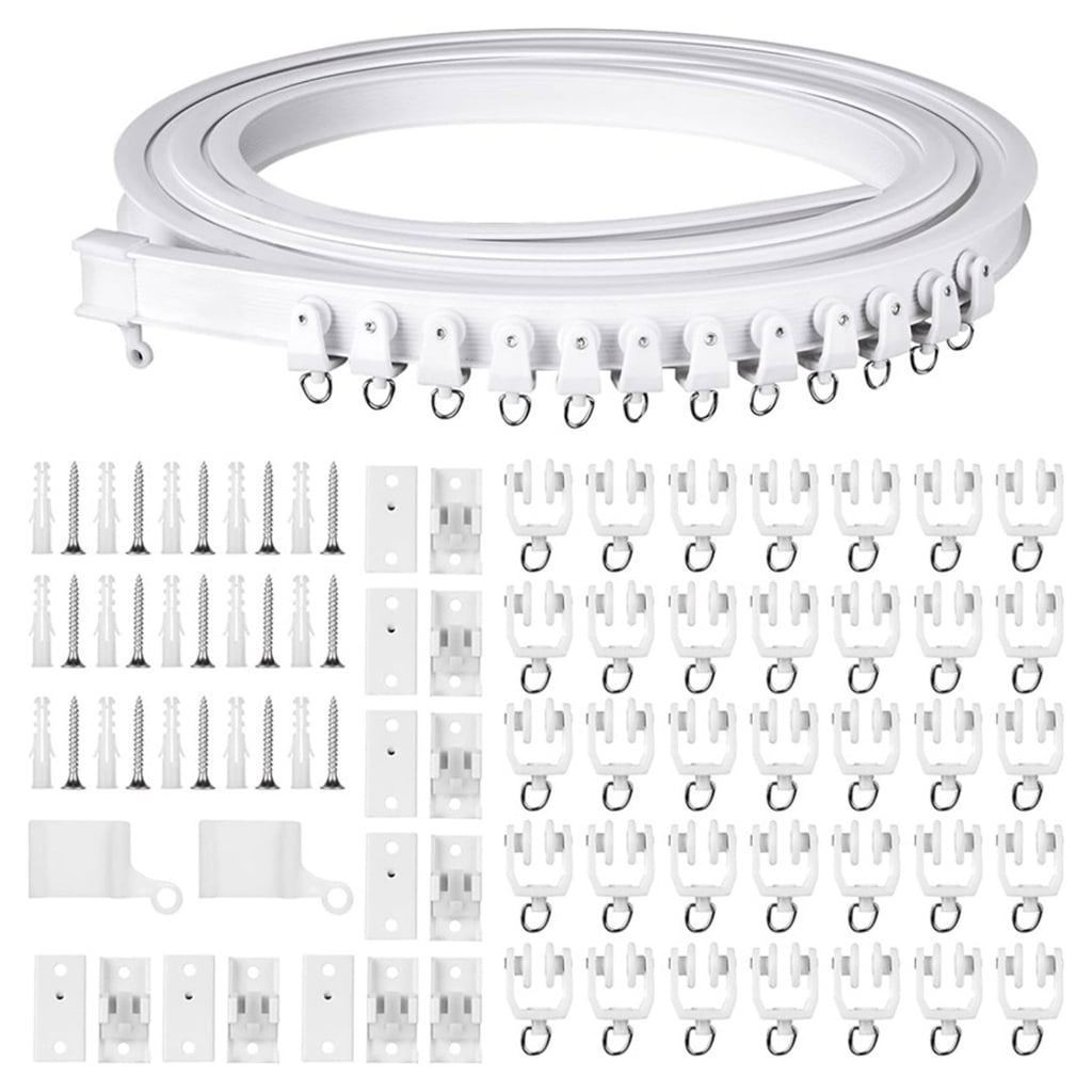 Necvior 5 Meter White Curtain Rails with Flexible Designs and Noiseless ...
