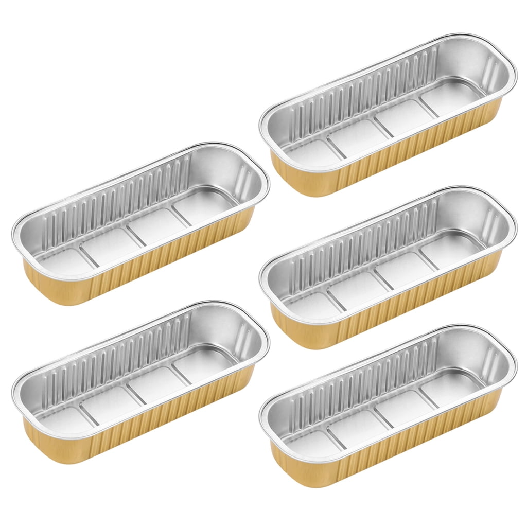 Necvior 5 Pieces BBQ Tin Pans Rectangular Takeaway Tin Foil Bowl ...