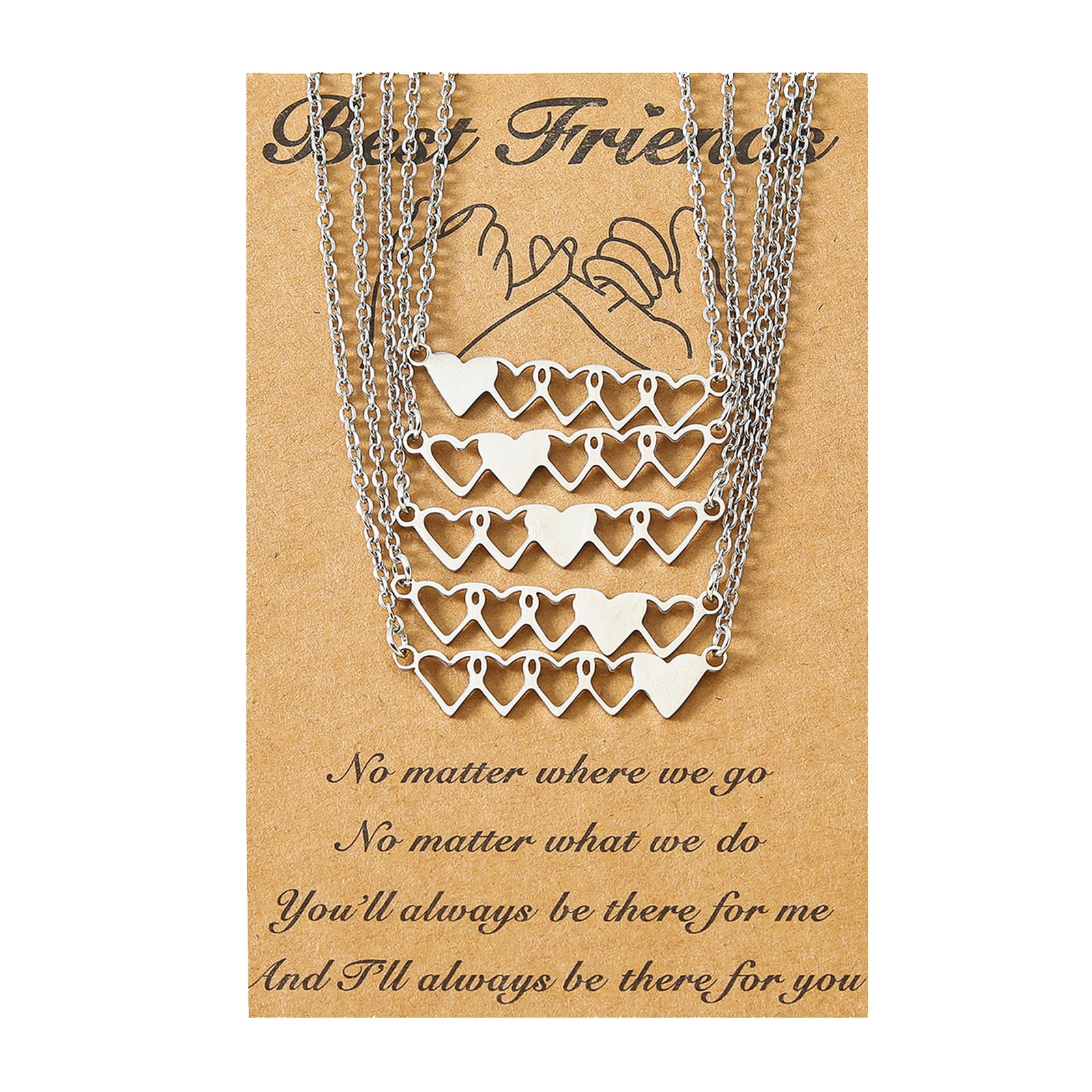 Necvior 5 Pieces Friendship Promise Heart Charm Clavicle Chain Matching ...
