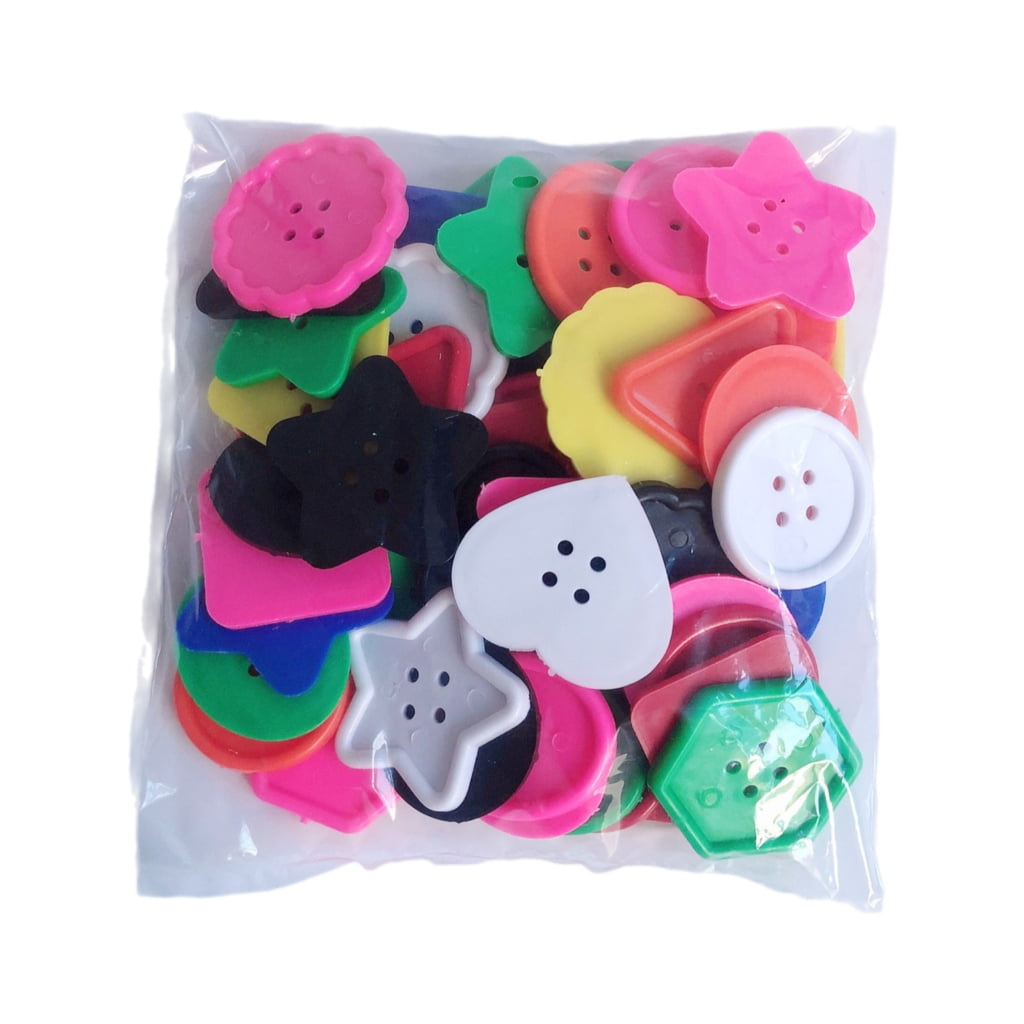 Necvior 50 Pieces Geometric Shapes Buttons Large Buttons Colourful ...
