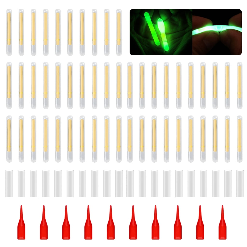 Necvior 50Pcs Fishing Glow Stick Bright Green Fluorescent Light Rod Tip ...