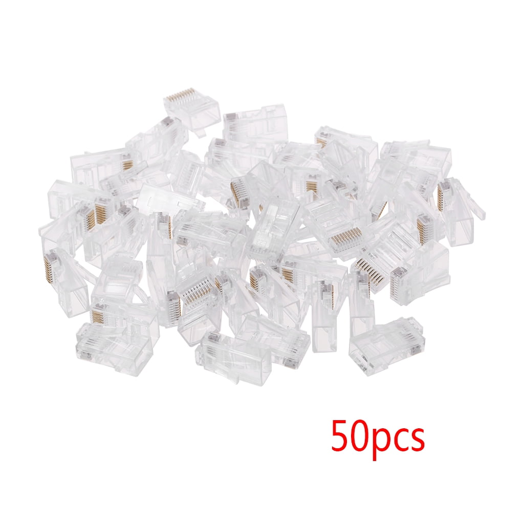 Necvior 50pcs 10P10C RJ45 RJ48 RJ50 Cat5E UTP Ethernet Connector ...