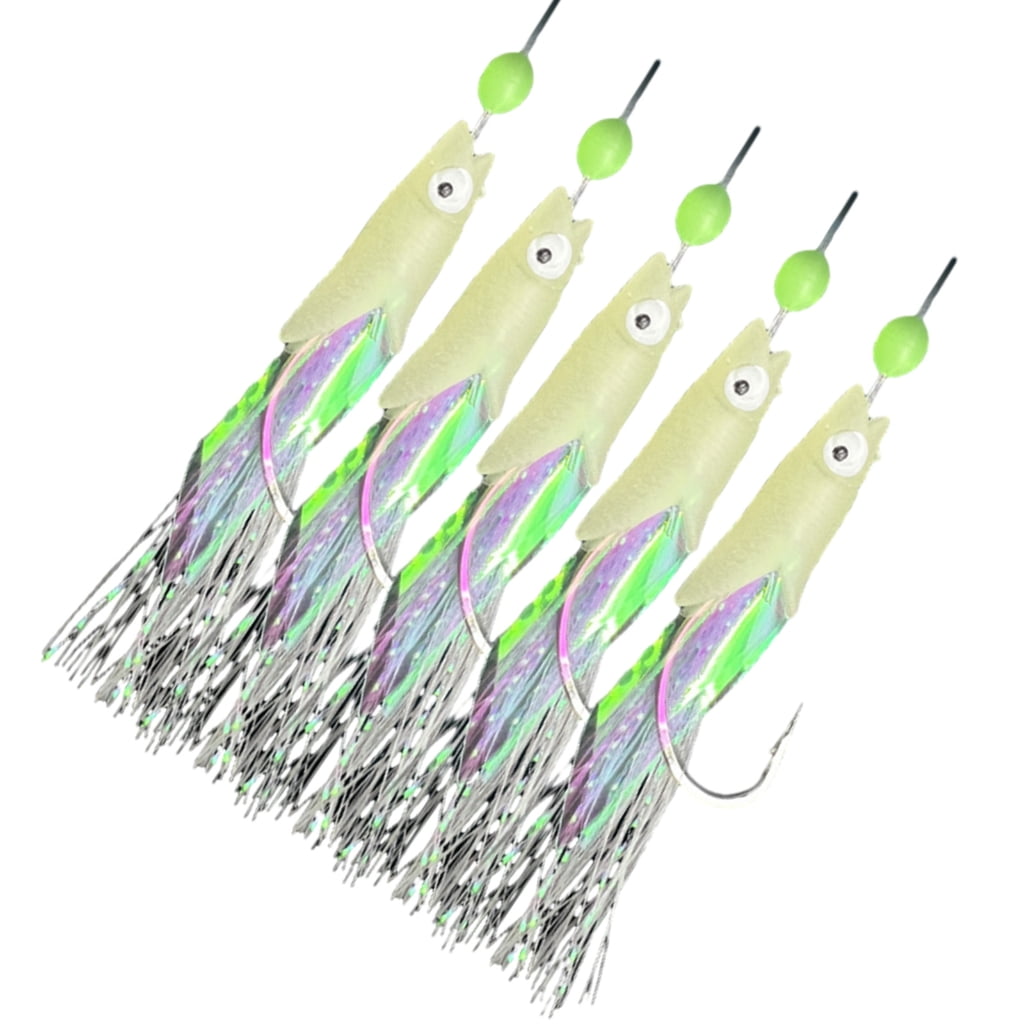 Necvior 5Pcs Glows Fishhooks Fishing Hook for Salt/Freshwater, Fishing ...