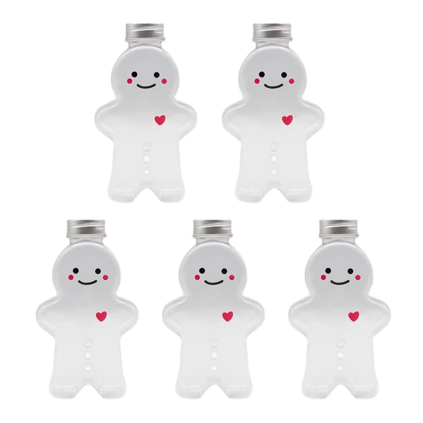 Necvior 5pc Cute Gingerbread Man Candy Jar with Lid Plastic Bottle ...