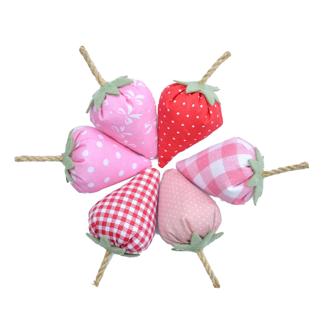 Necvior 6Pcs Fabric Strawberry Vintage Handmade Artificial Strawberries ...