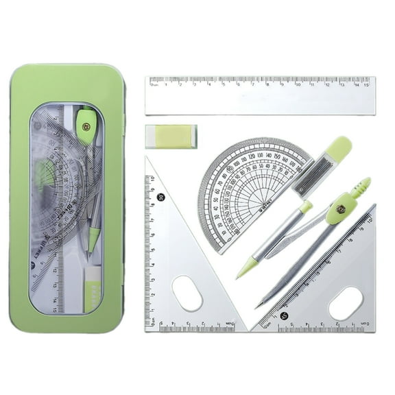 8 Pieces Math Geometry Kit with Protractor Compass Ruler Eraser Packing ...