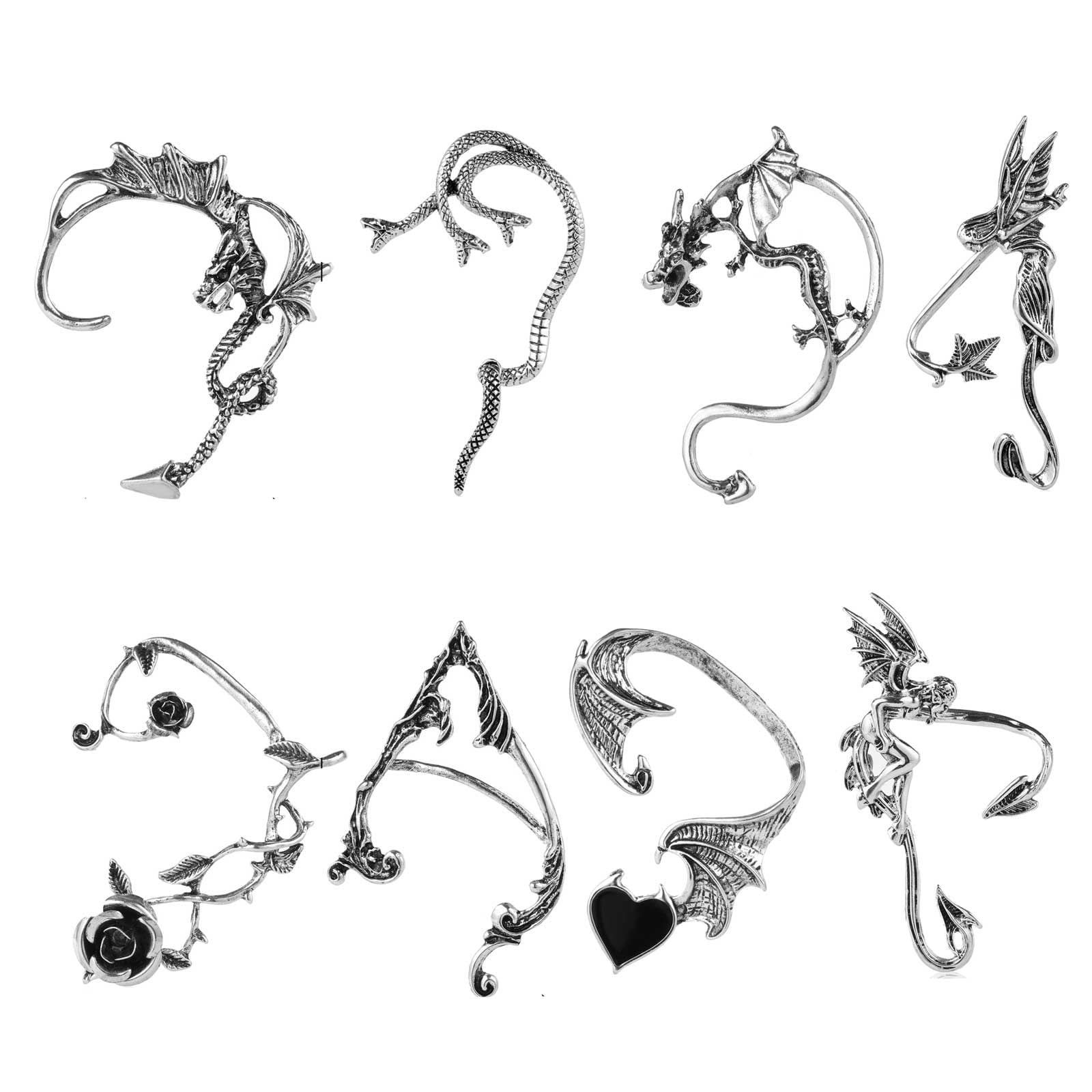 Necvior 8Pcs Ear Wraps Statement Fairy Earring Bat Ear Climber Earrings ...