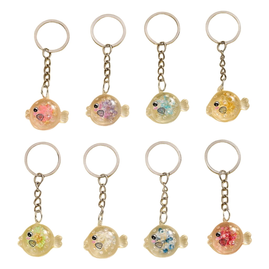 Necvior 8pcs Night Visible Silicone Puffer Fish Keychains Funny Designs ...