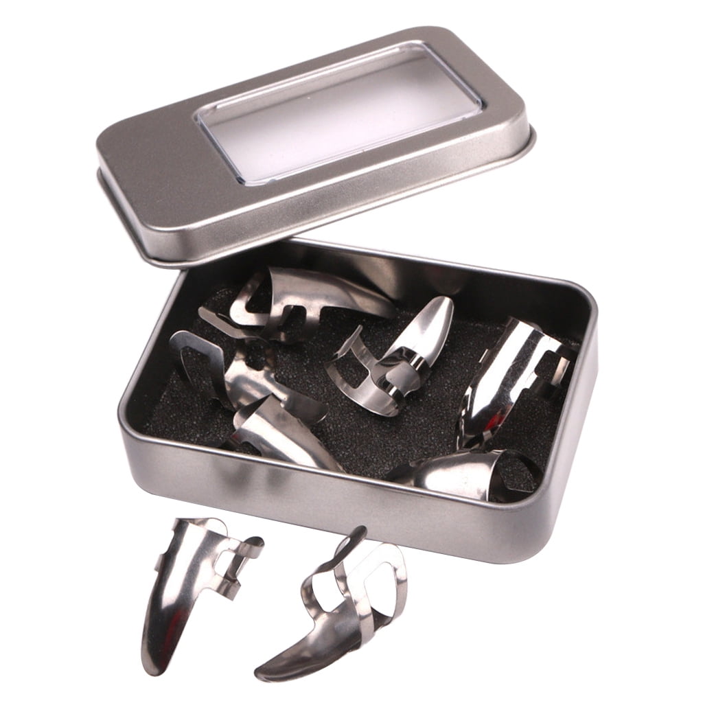 Necvior 8x Stainless Steel, Open Design, Metal Finger Picks for Guitar ...