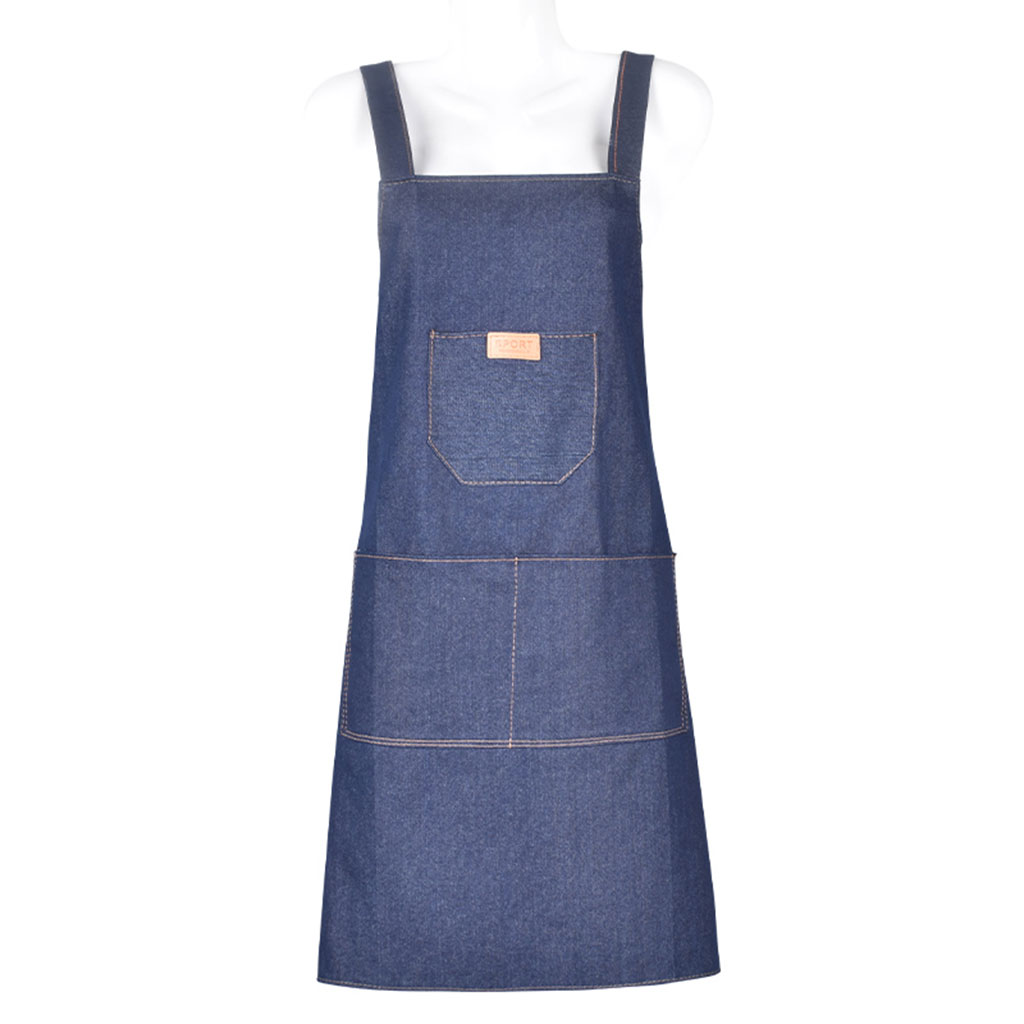 Necvior Adjustable Denim Apron with Multi Pockets Unisex Long Bib ...