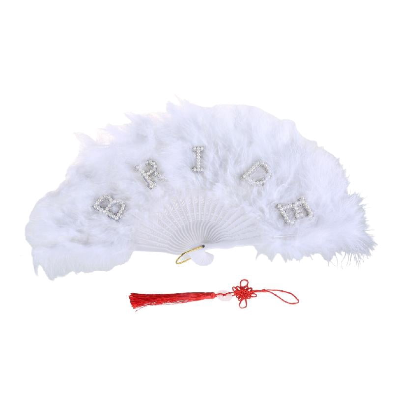 Necvior Beautiful Handmade Fan Wedding Fan Elegant Bridal Hand Fan with ...