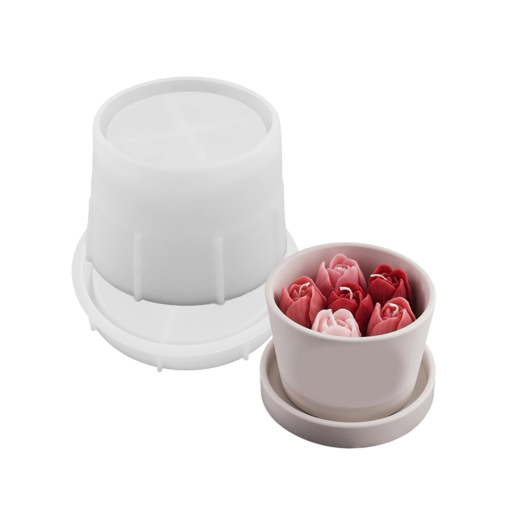 Necvior Candlestick Silicone Mold Candle Cup with Lid Molds Candle ...