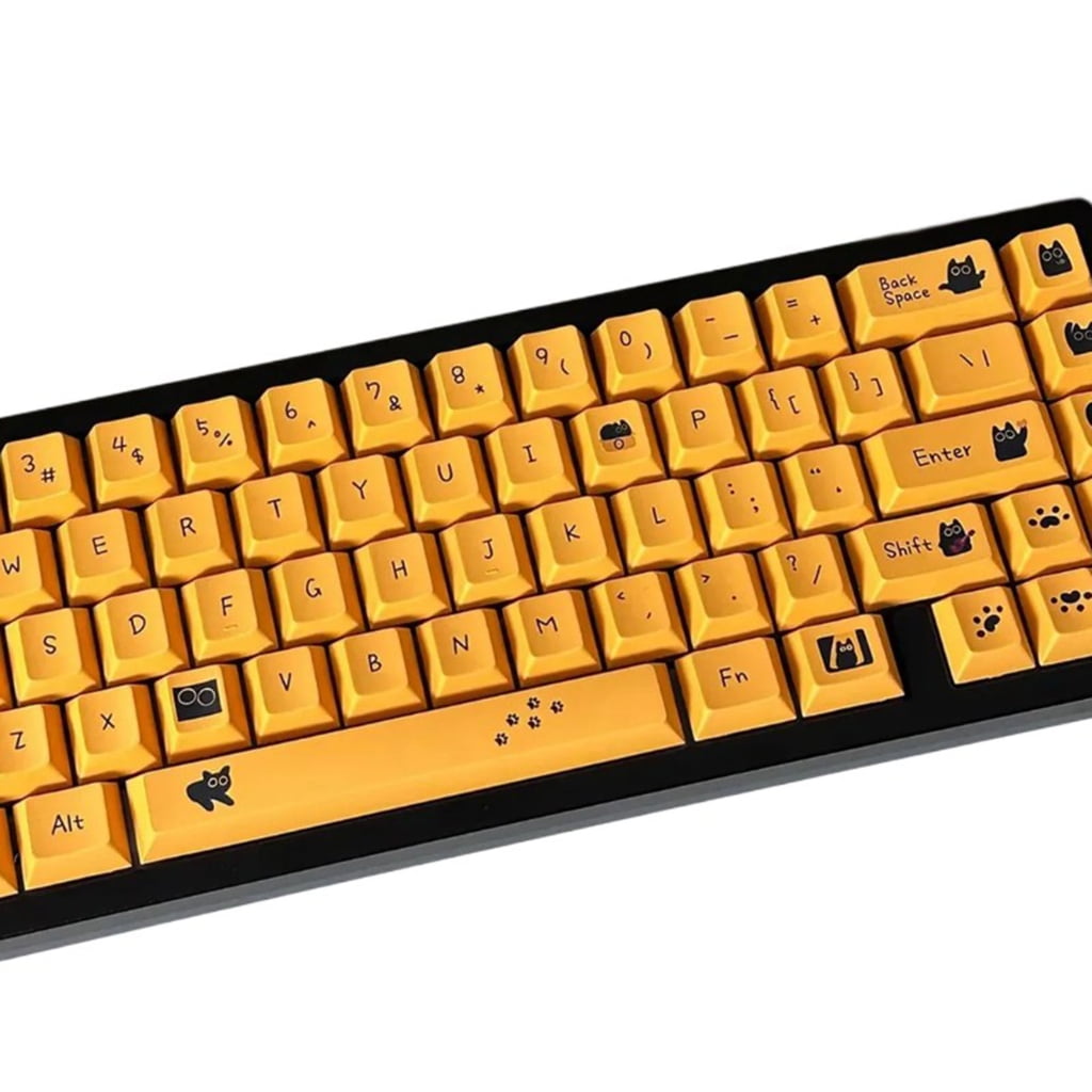 Necvior Cartoon Keycaps Little Black Kitten Theme 126Keys Customization ...