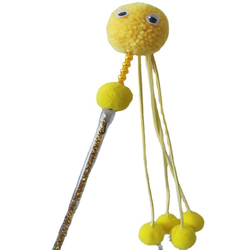 Necvior Cats Long Tassels Teaser Wand Toy Cute Interactive Stick for ...