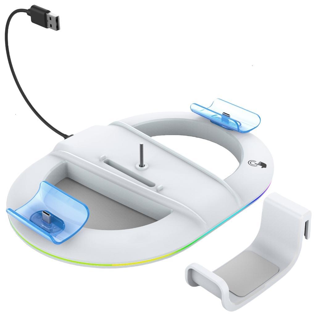 Necvior Charging Station with Colorful Lights Gaming Consoles Stand ABS ...
