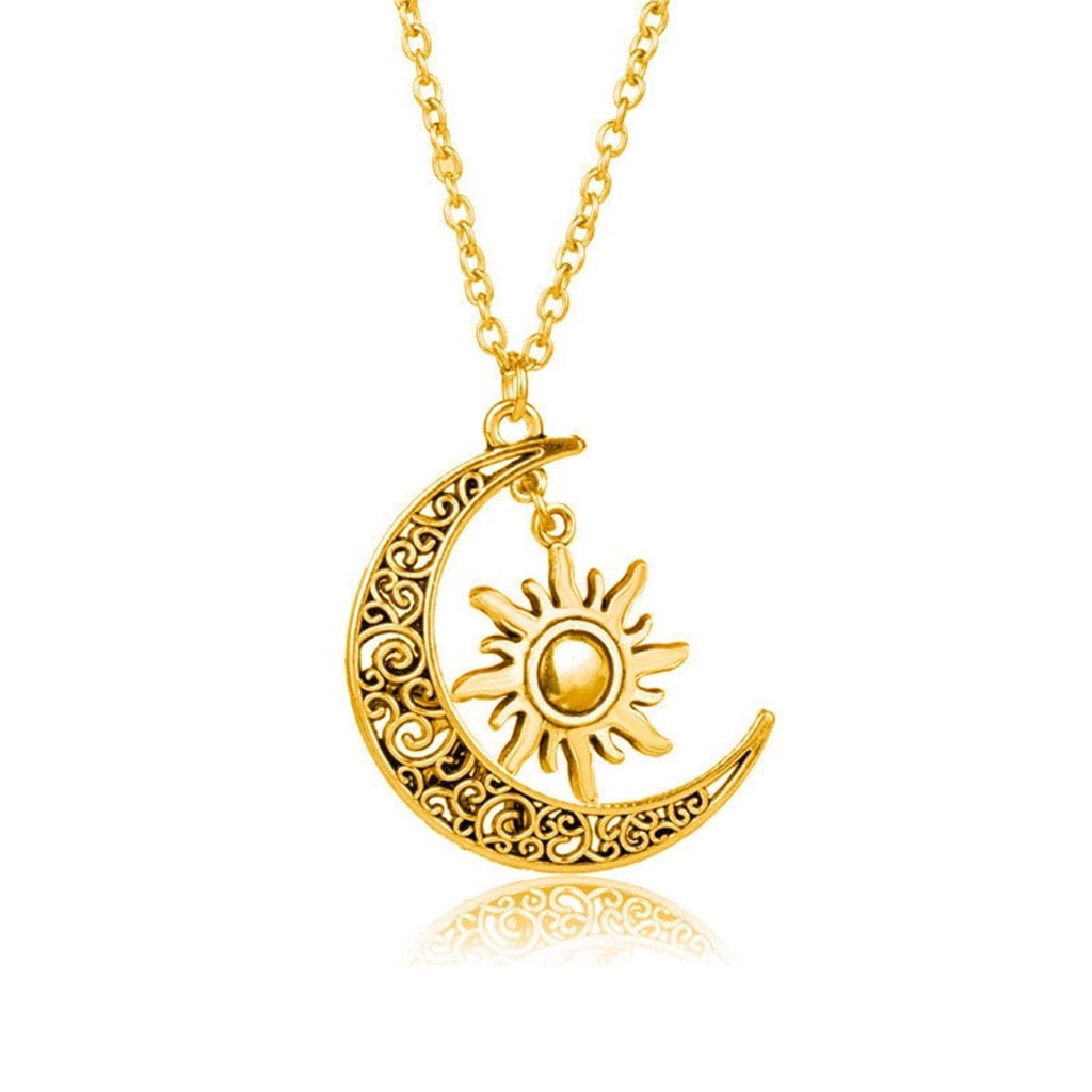 Necvior Chic Sun Moon Neck Chain Adornment Fashionable Sun and Moon ...
