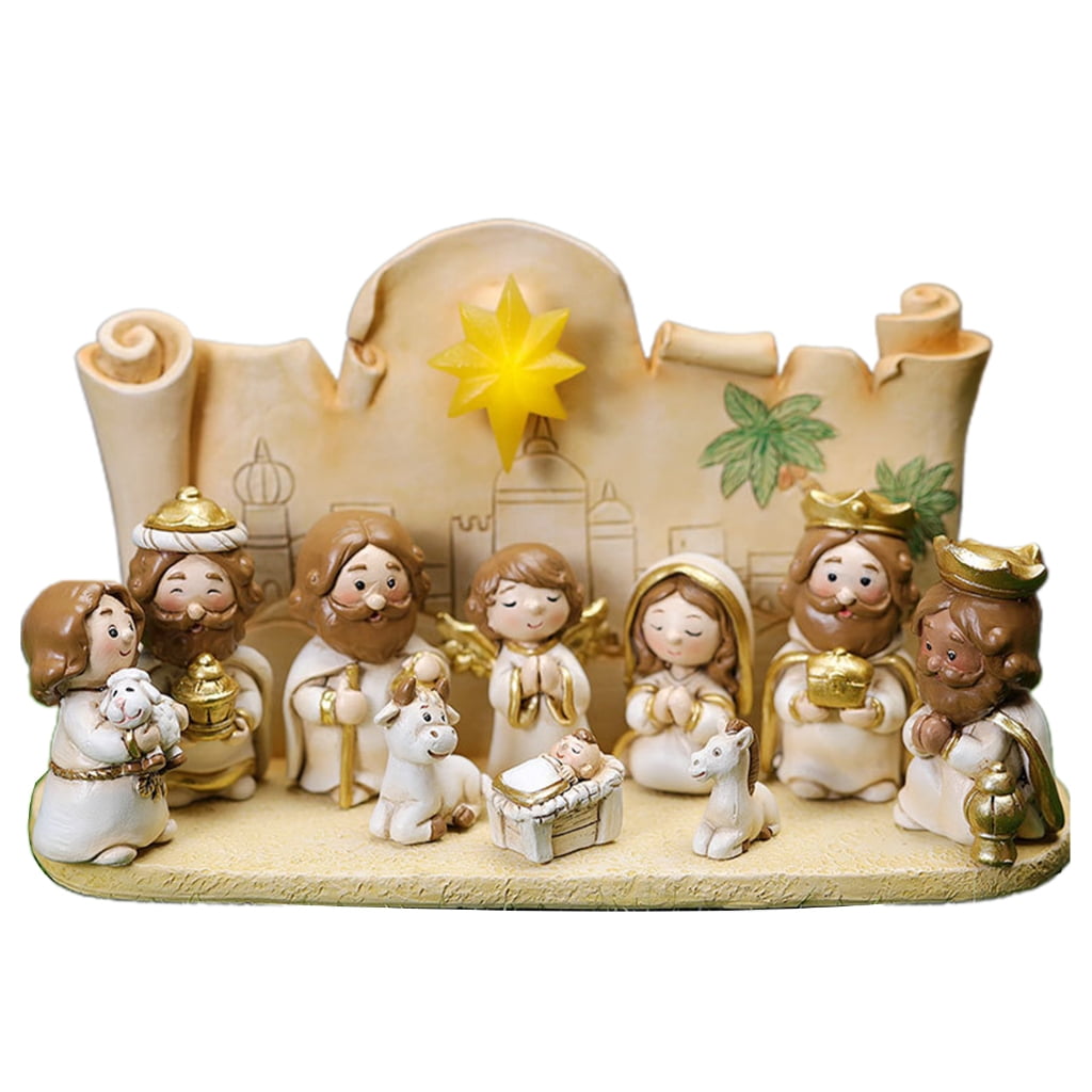 Necvior Christmas Manger Decoration Set Cartoon Jesus Holy Bedroom ...