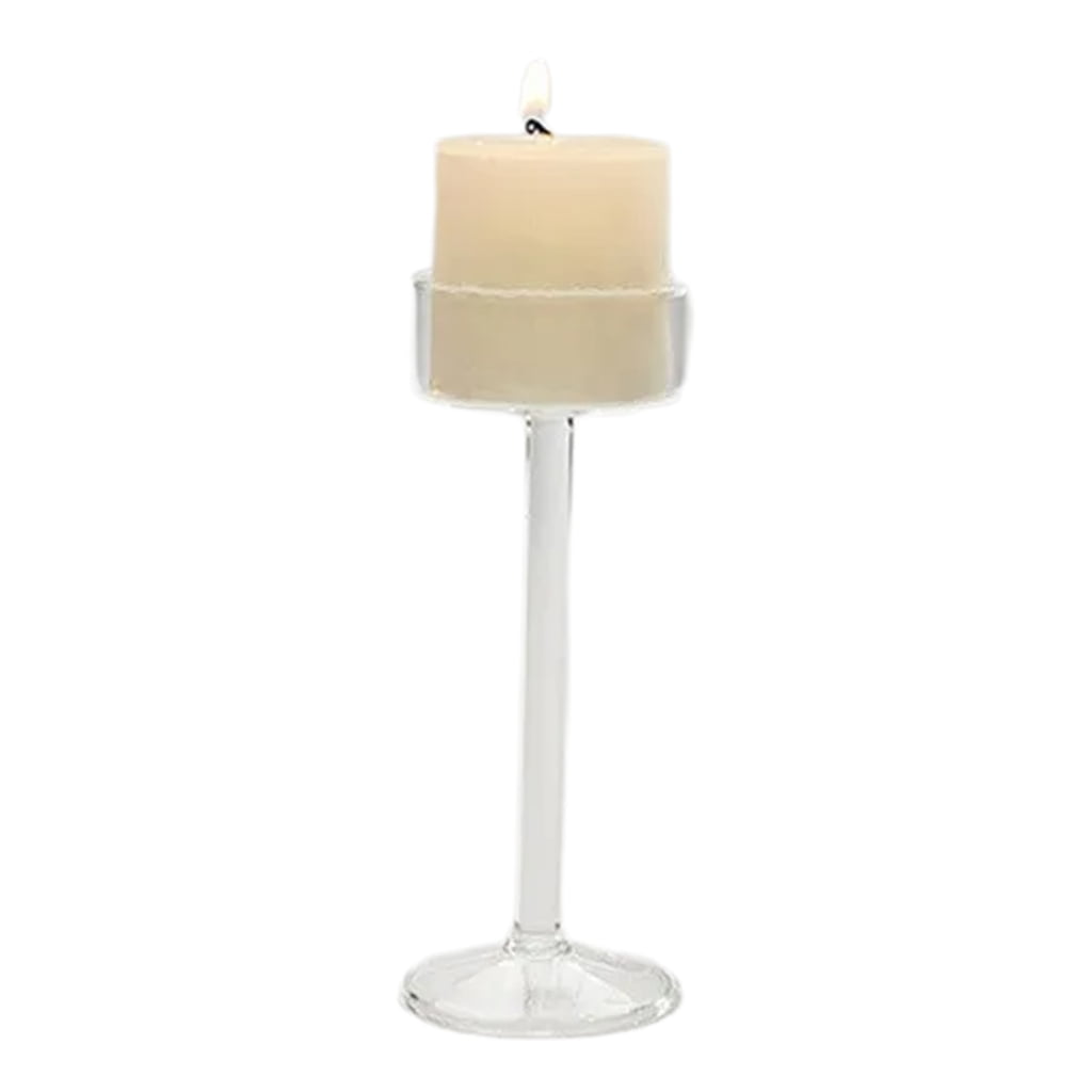 Necvior Clear Glass Votive Candle Holder Elegant Long Stem Candlestick ...