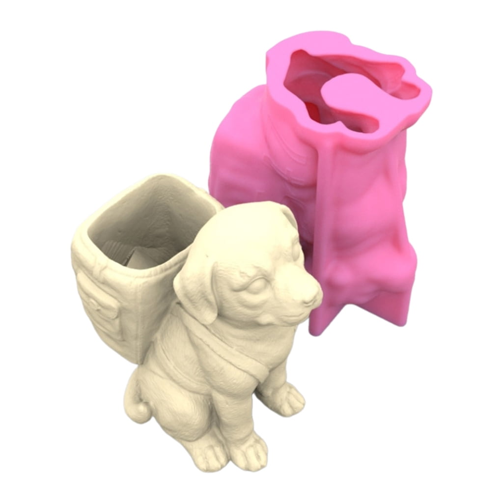 Necvior Concrete Mould Dog Shaped DIY Vase Molds Silicone Material for ...