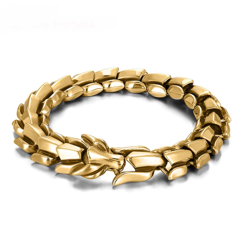 Necvior Curb Chain Cuff Bangle Pagan Amulet Bracelet Dragon Head ...