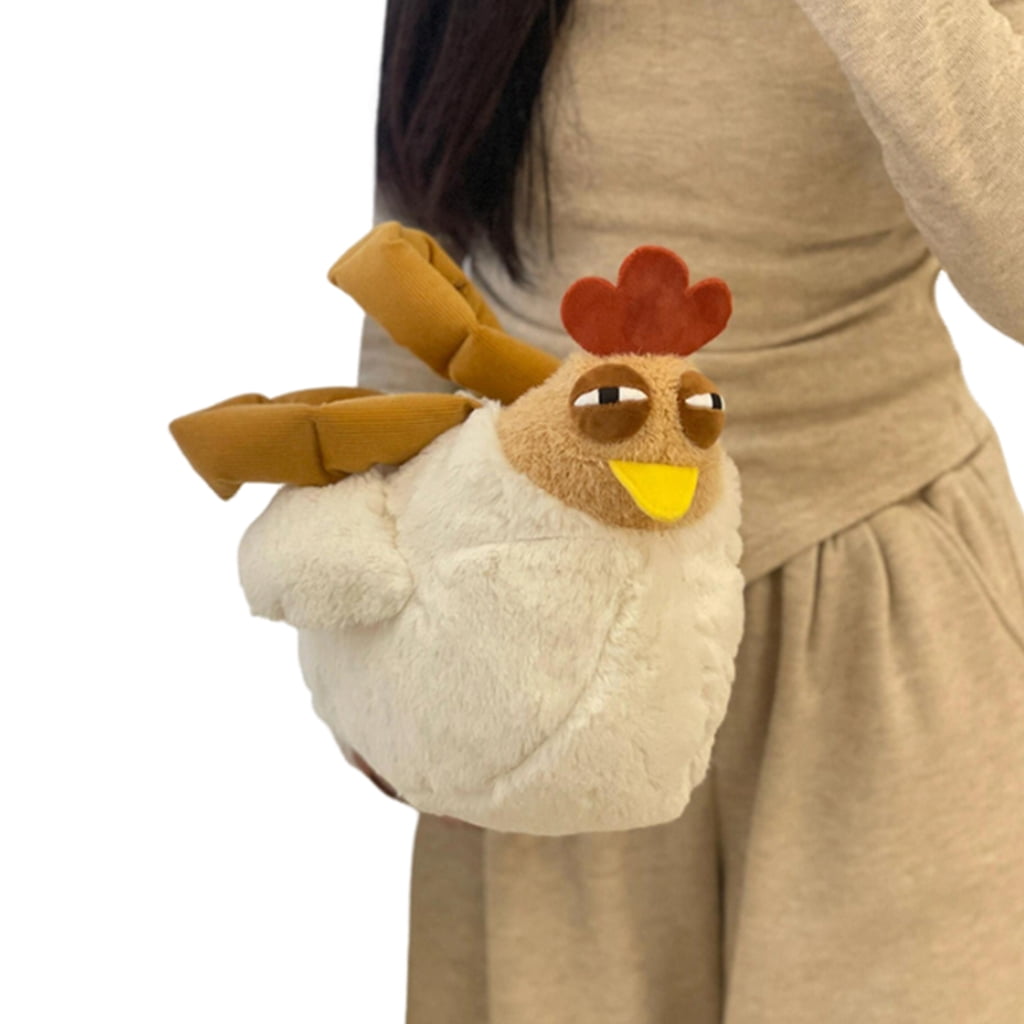 Necvior Cute Cartoon Chicken Plush Crossbody Bag Large Capacity Handbag ...