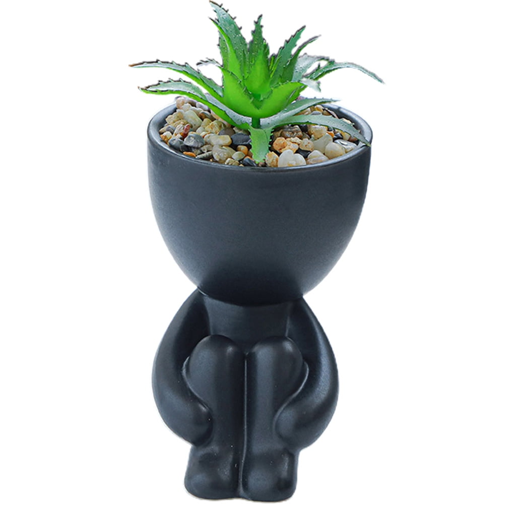 Necvior Cute Humanoid Ceramic Succulent Cactus Bonsai Planter Pots ...