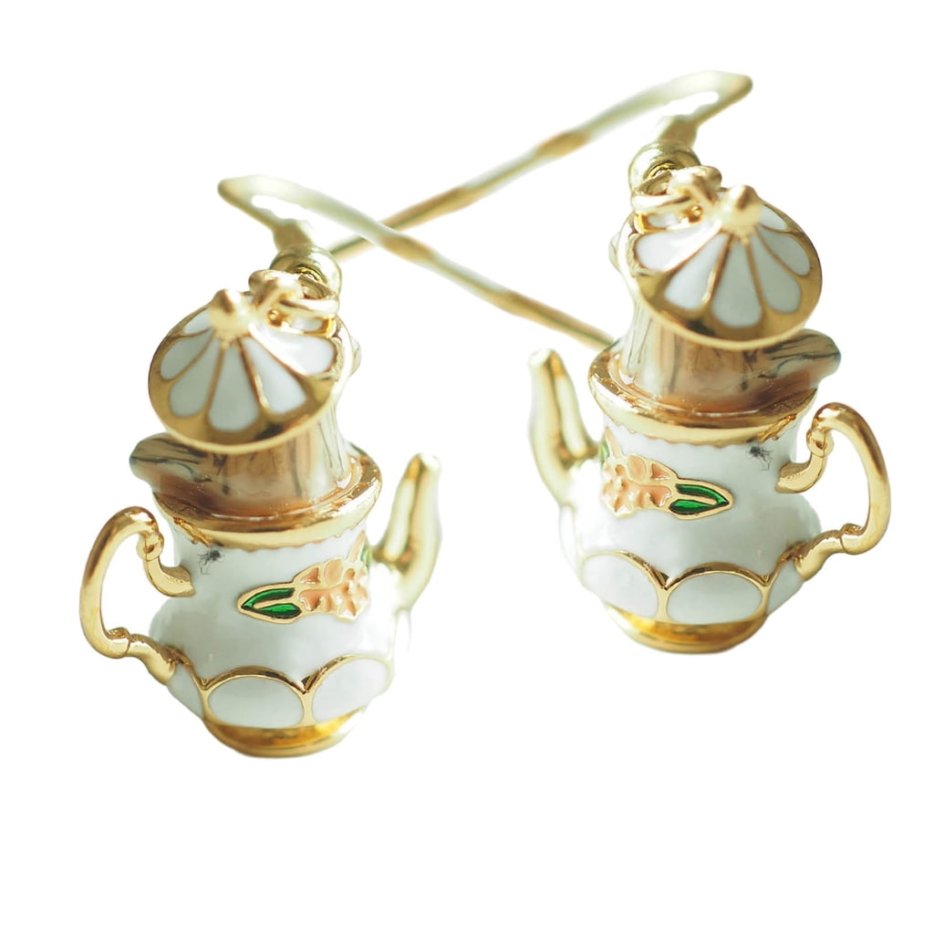 Necvior Cute Pendant Necklace Enamel Chipmunk Teapot Dangle Earrings ...