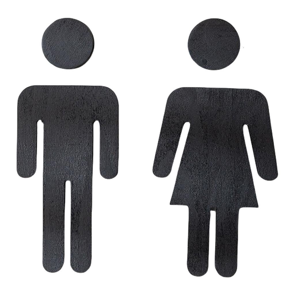 Necvior Decorative Wood Toilet Signs for Indoor Public Use Restroom ...