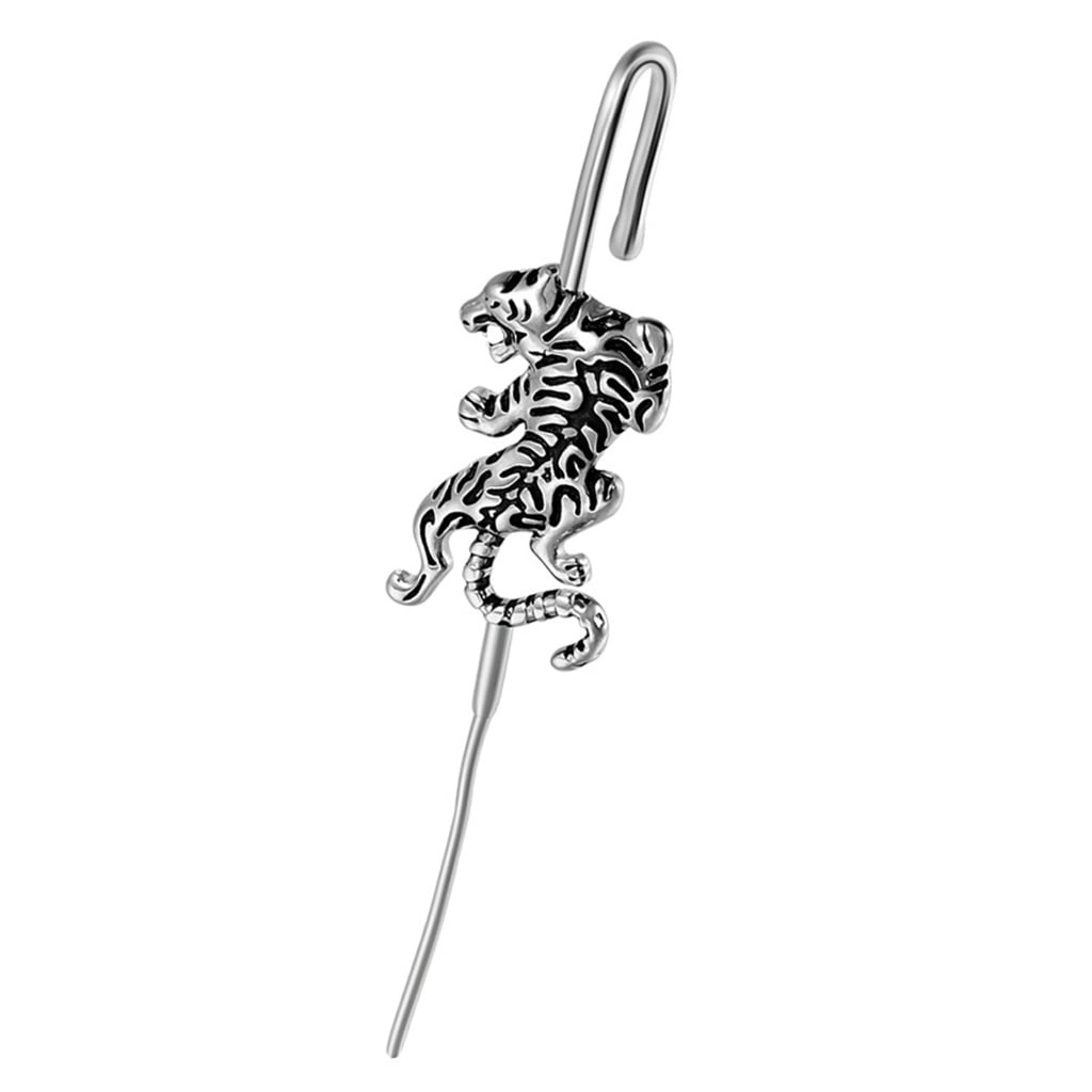 Necvior Delicate Stainless Steel Diagonal Piercing Earrings Unique Ear ...