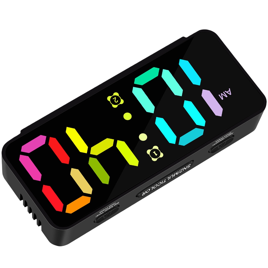 Necvior Desk Alarm Adjustable Loud Alarm Clock Color Display And Snooze ...