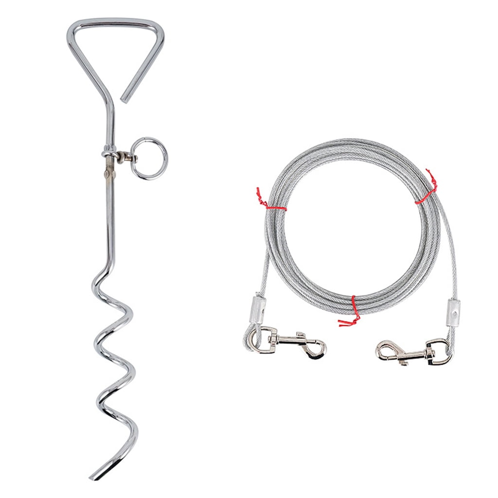 Necvior Dog Yard Stake with Tie Out Cable Dog Training Leash Chain ...