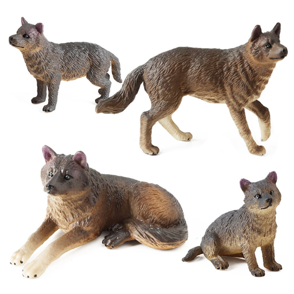 Necvior Educational Figures Set of 4Pcs Realistic Wolf Figurines for ...