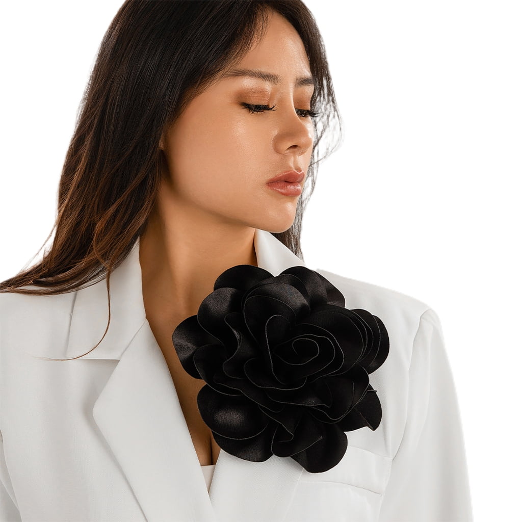 Necvior Elegant Big Flower Lapel Pin Beautiful Fabric Flower Lapel Pin ...