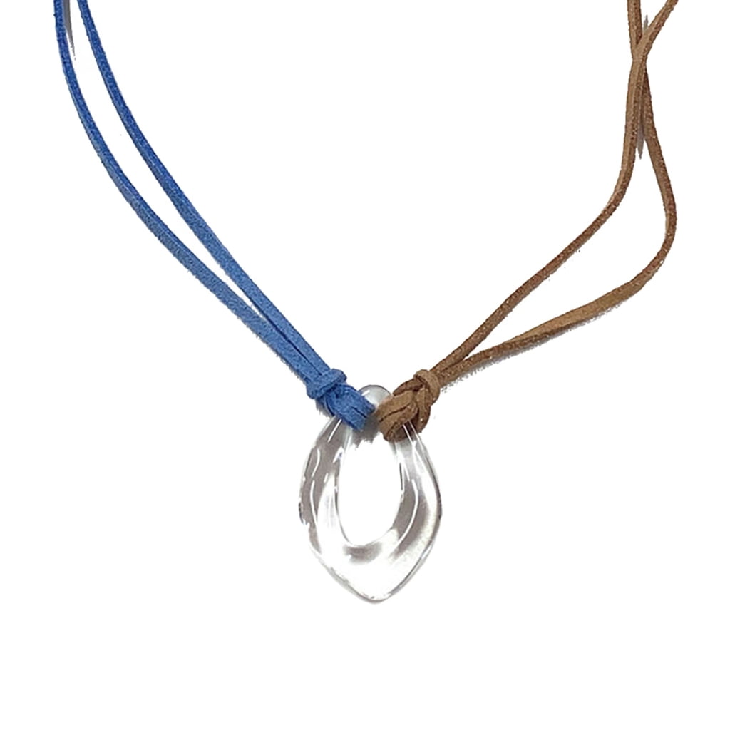 Necvior Elegant Clear Circular Pendant Necklace Adjustable Velvets Cord ...