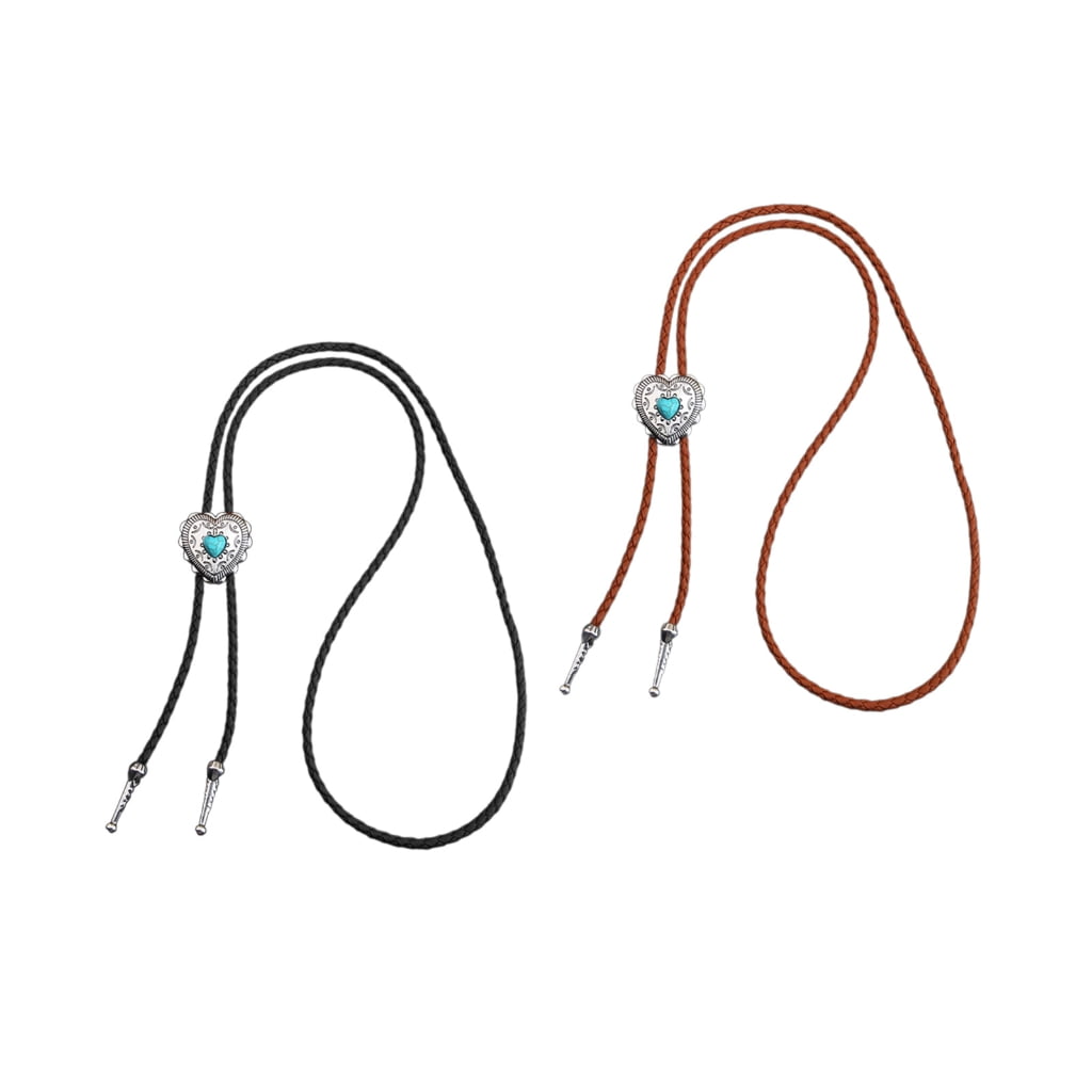 Necvior Elegant Lariat Tie with Heart Pendant Carved Necktie Western ...