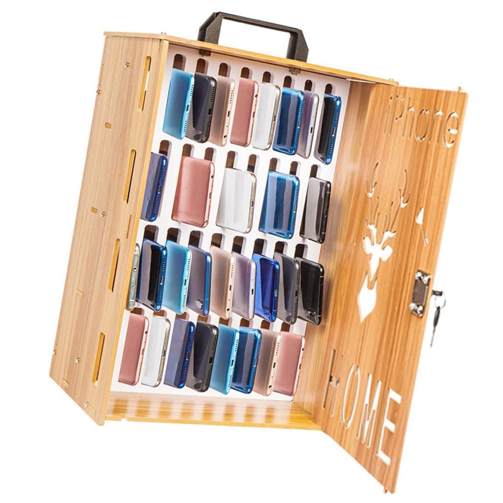Necvior Elegant Lockable Smartphone Storage Case Solid Wood ...