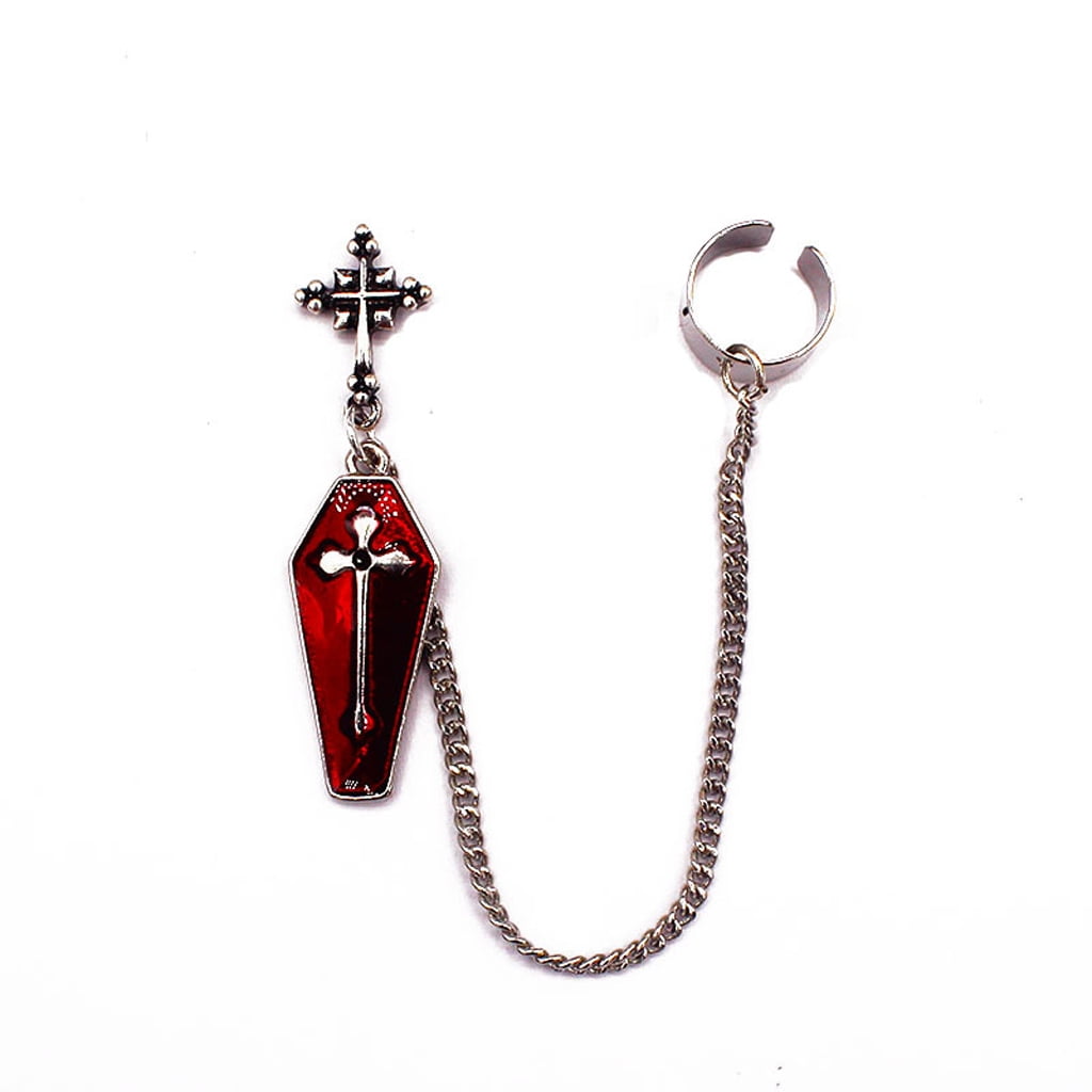 Necvior Fashion Ears Clip Earring Red Spider for Cross Ear Chain ...
