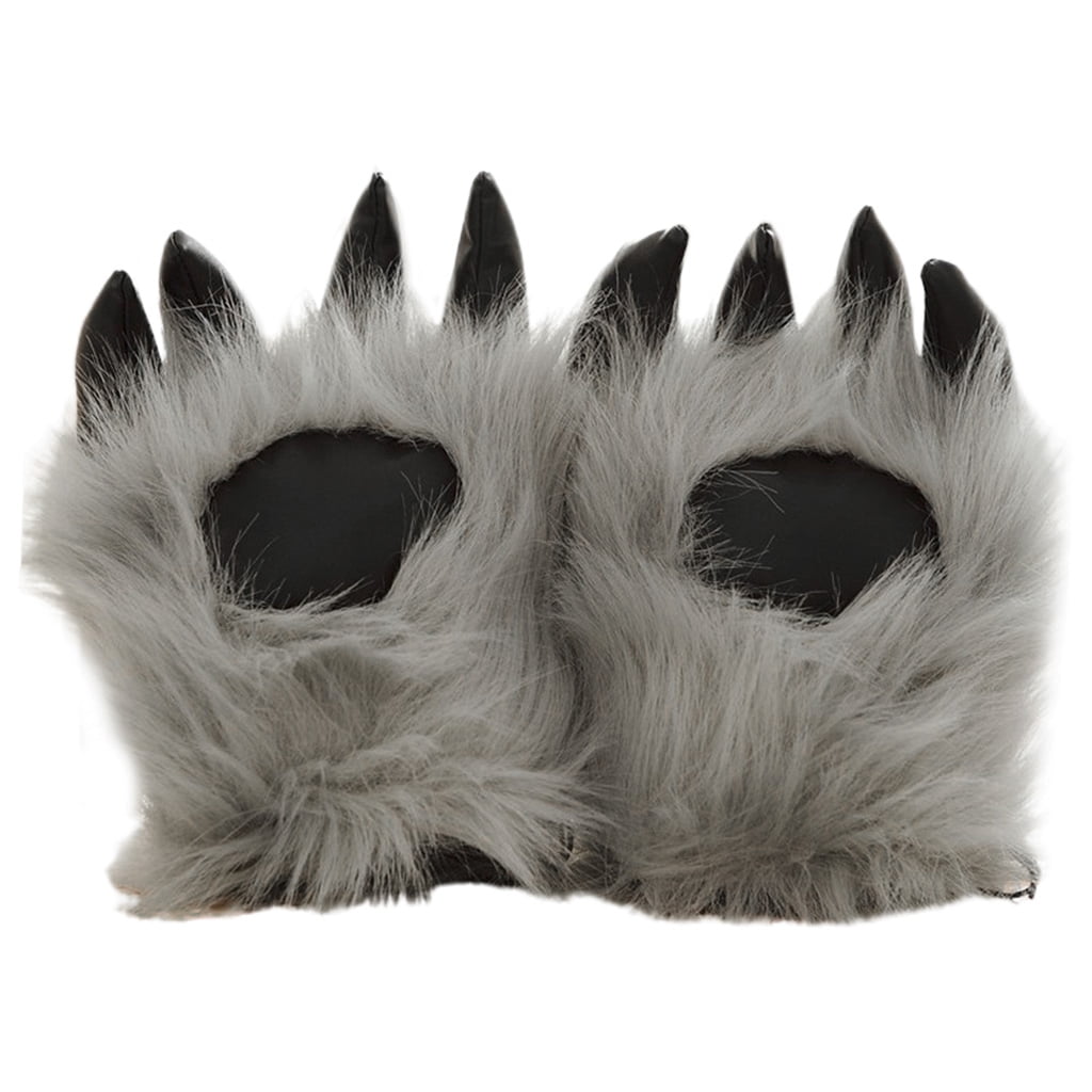 Necvior Faux Fur Bear Wolf Werewolf Paw Gloves Funny Winter Claw Mitts ...