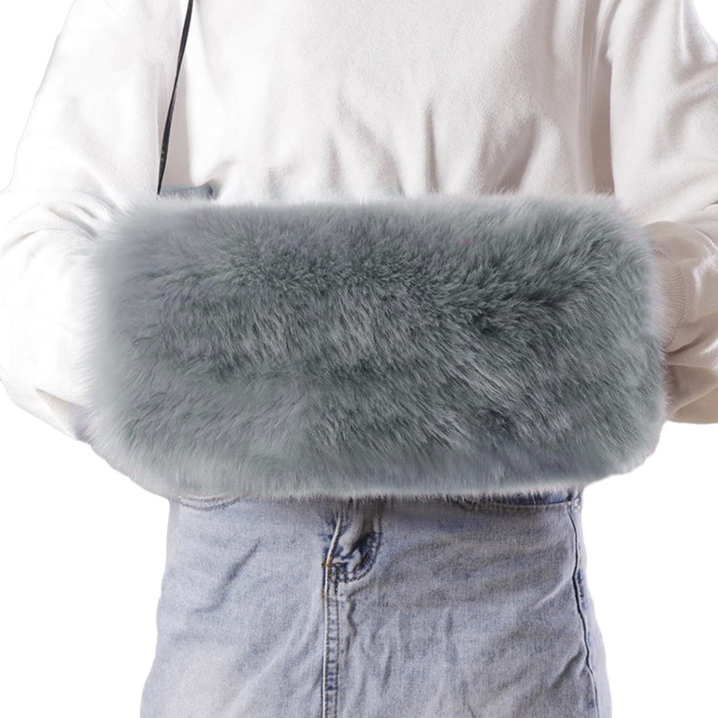 Necvior Faux Furs Hand Muff for Winter Warm Plush Hand Muffs ...