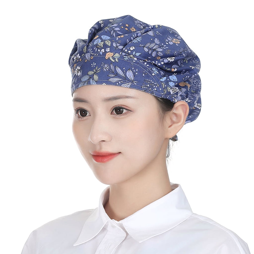Necvior Floral Pattern Chefs Headgear Hair from Falling into Food ...