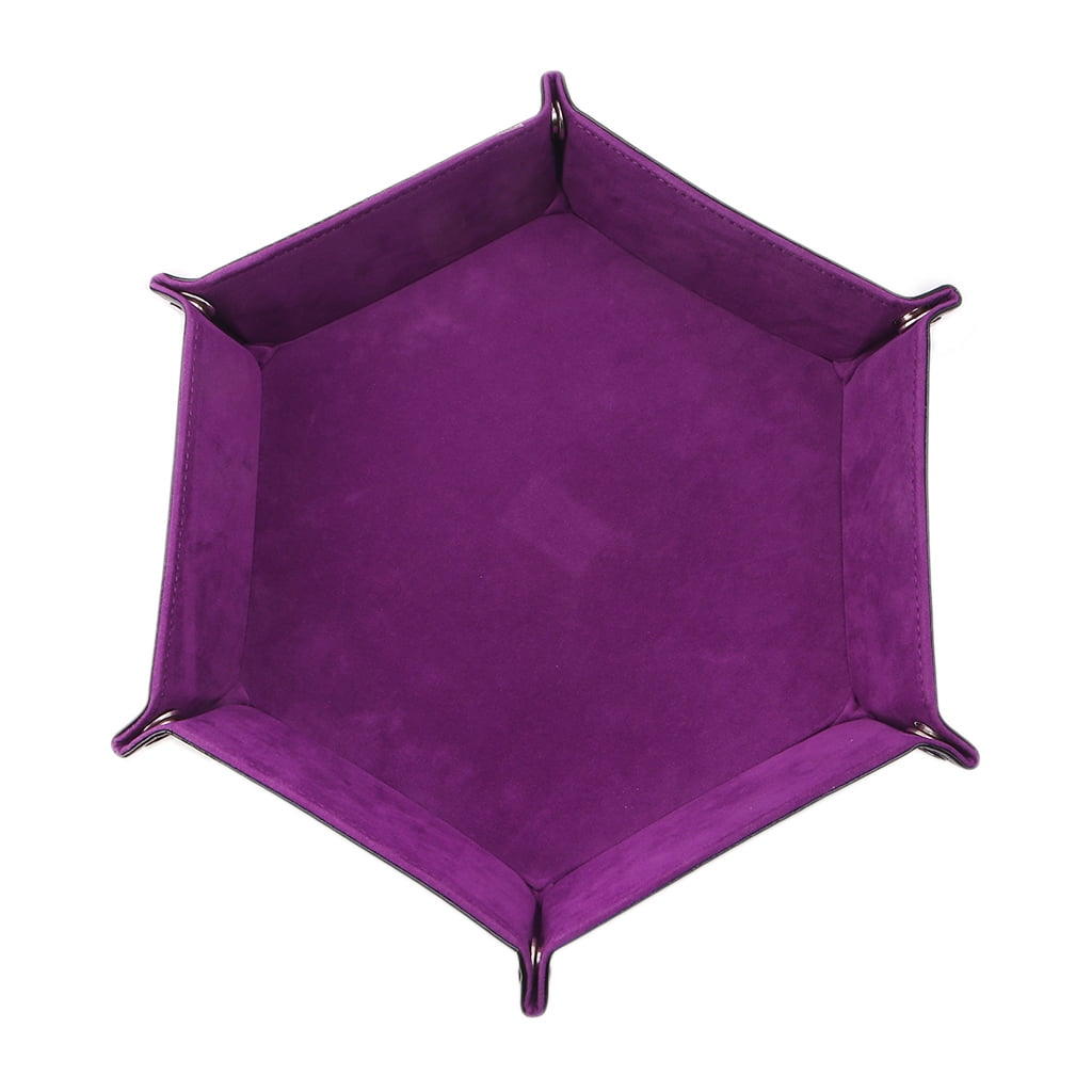 Necvior Foldable Dice Tray Box PU Folding Hexagon Key Storage Coin ...
