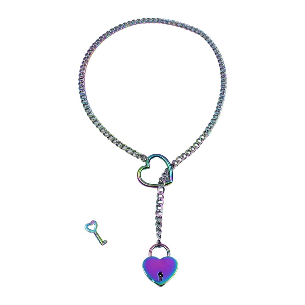 Necvior Gothic Heart O Ring Slip Chain Necklace for Women and Men ...