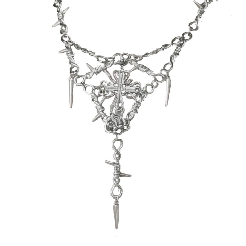 Necvior Gothic Thorns Metal Barbed Wire Chain Necklace Jewelry for Men ...