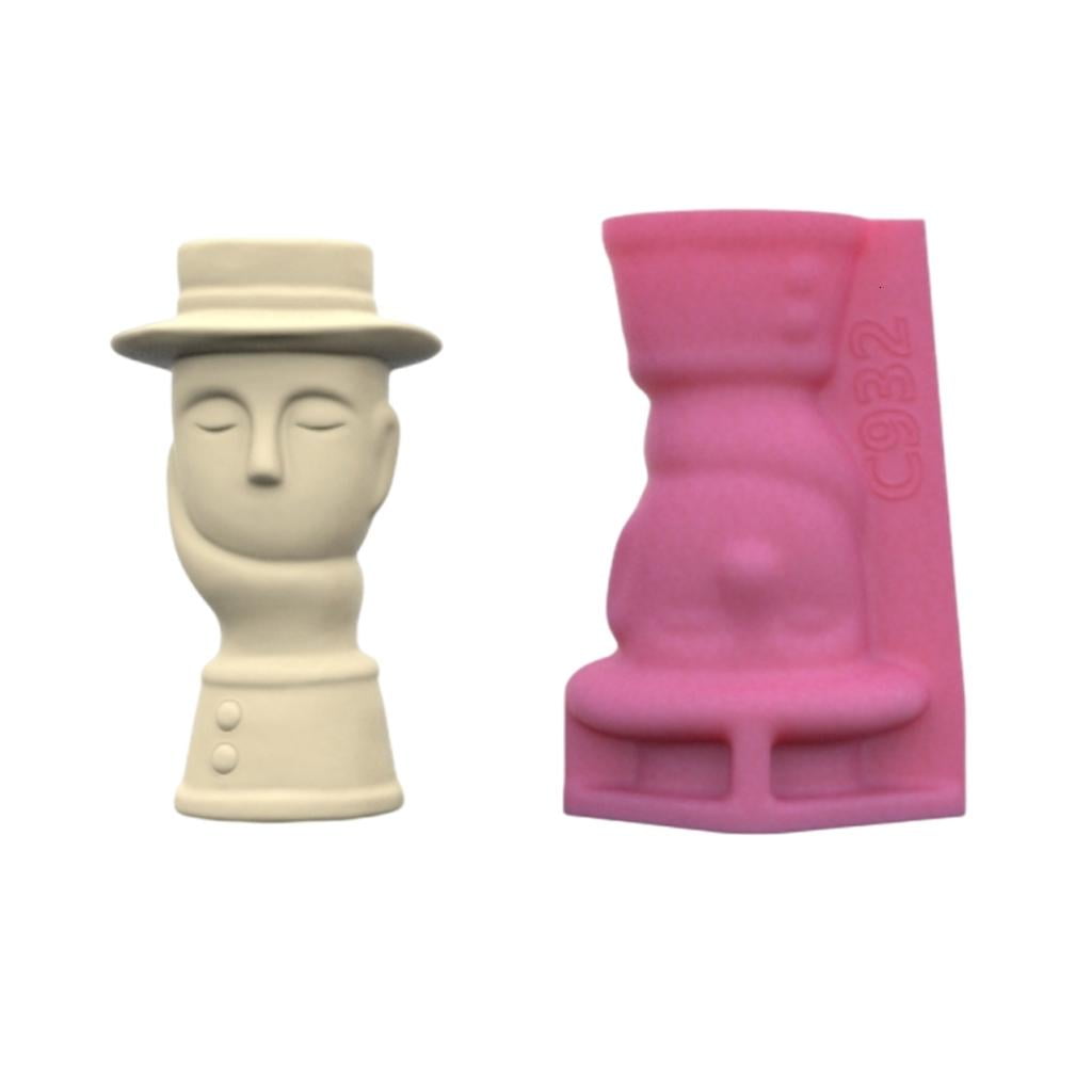 Necvior Handmade Epoxy Resin Planter Mould Human Face Shape Silicone ...