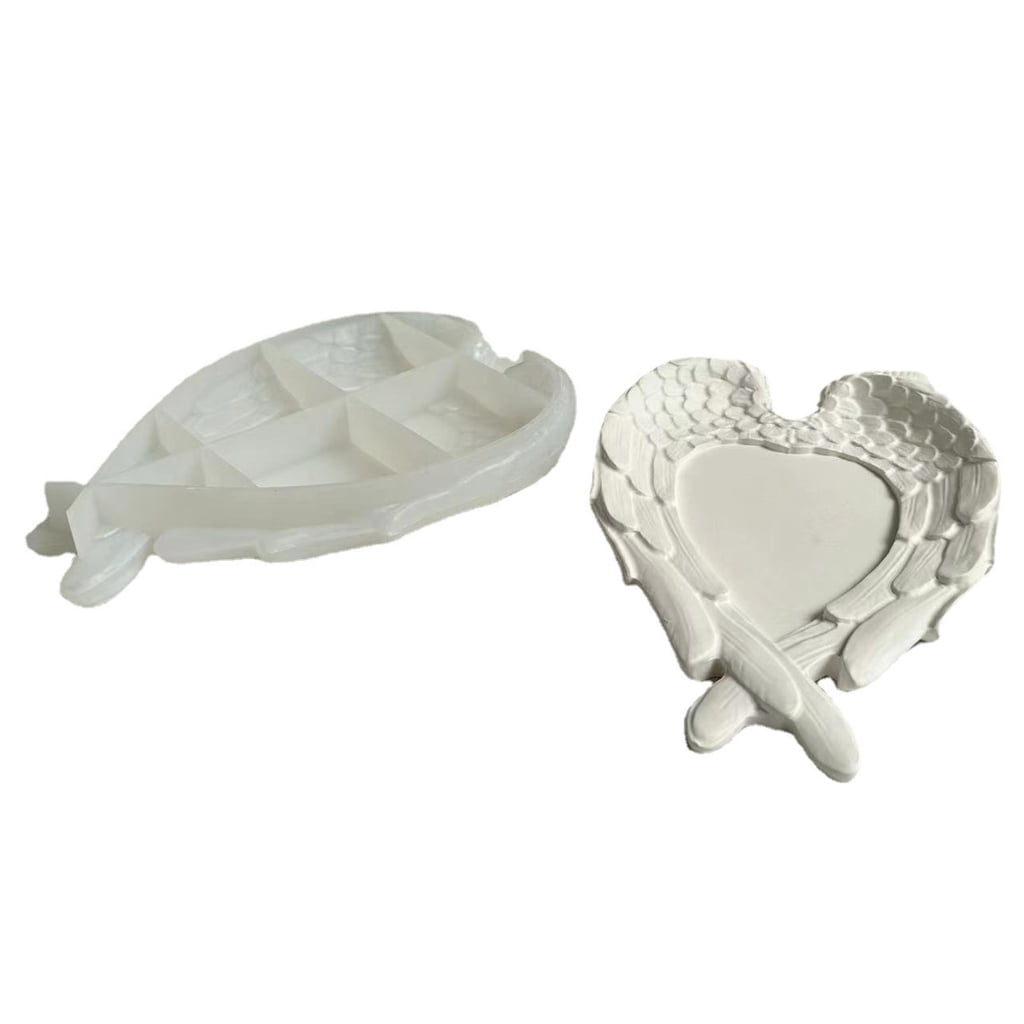 Necvior Heart-Shaped Wing Style Tray Mold Dish Silicone Mold Storage ...